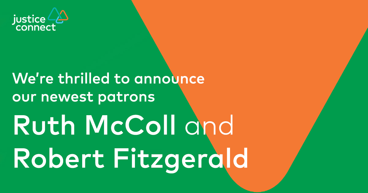 Ruth McColl and Robert Fitzgerald join Justice Connect as patrons